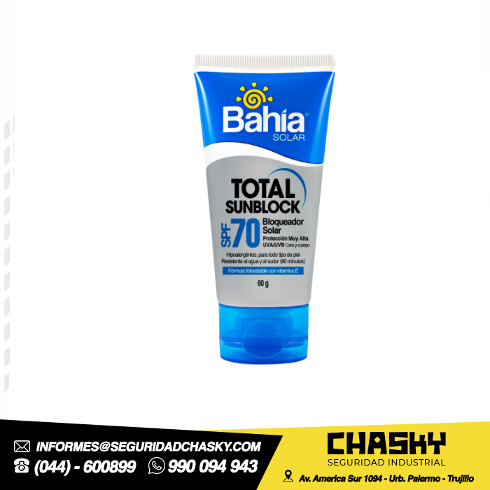 Bahía Total Sunblock SPF 70 – 60 g - Articulos de seguridad industrial ...